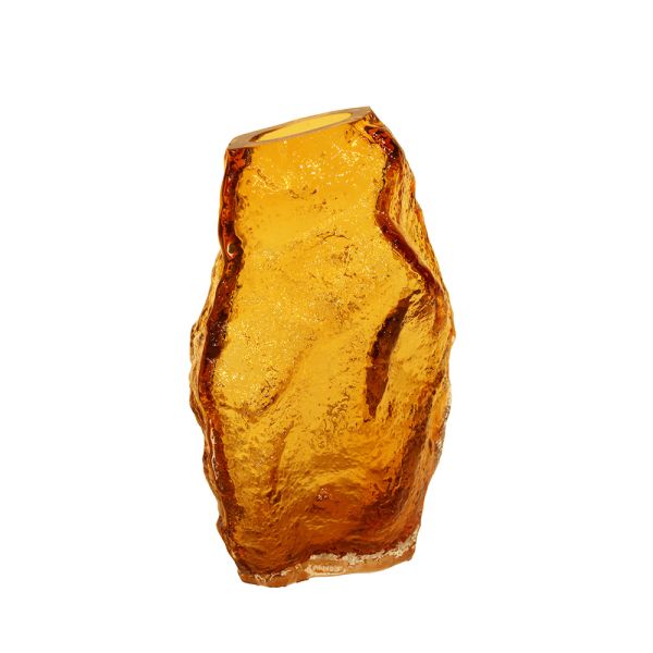 Luckyart Amber rengi Dekoratif Küp Detaylı Modern Kısa Cam Vazo VAZO ...